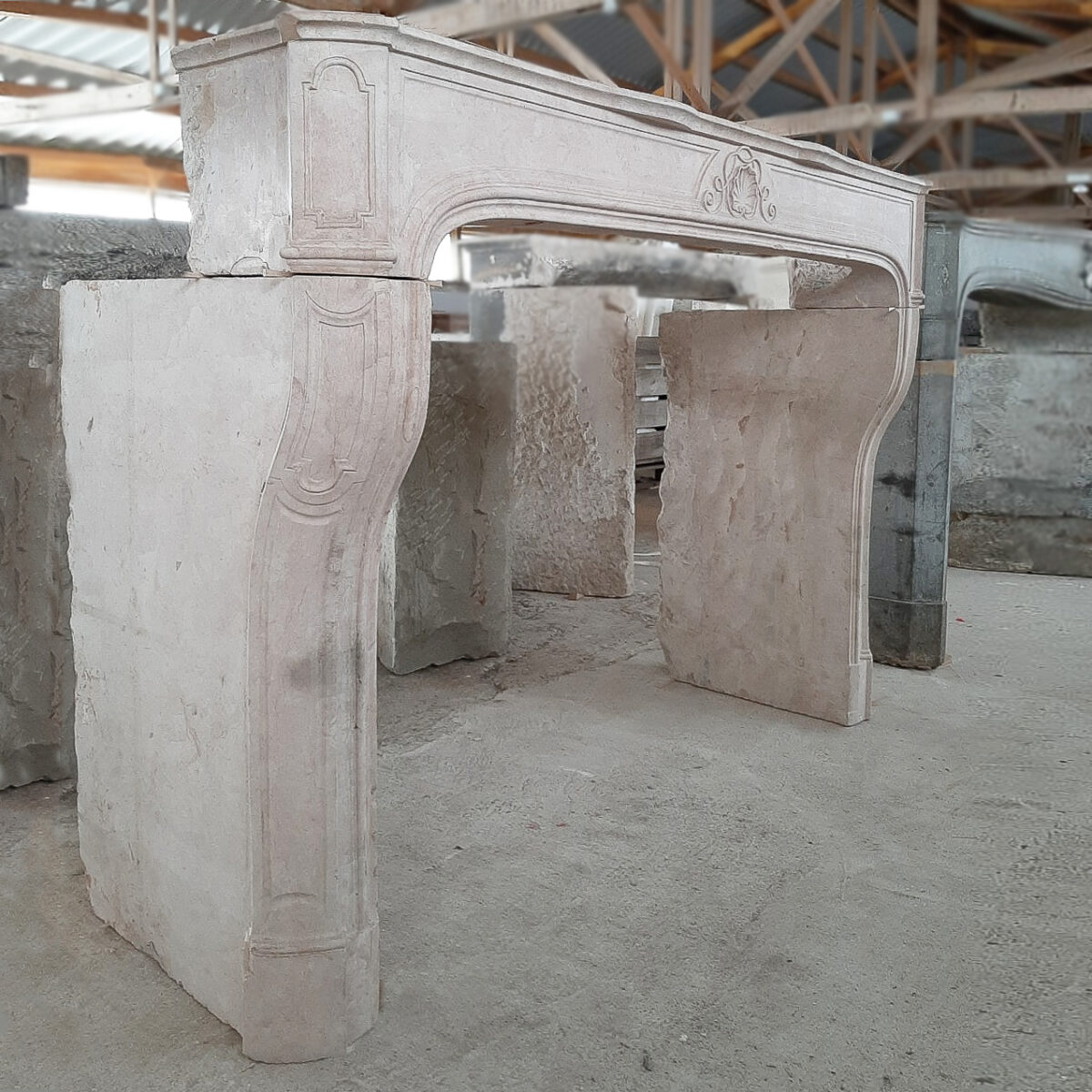 Antique light pink natural stone fireplace - Piet Jonker