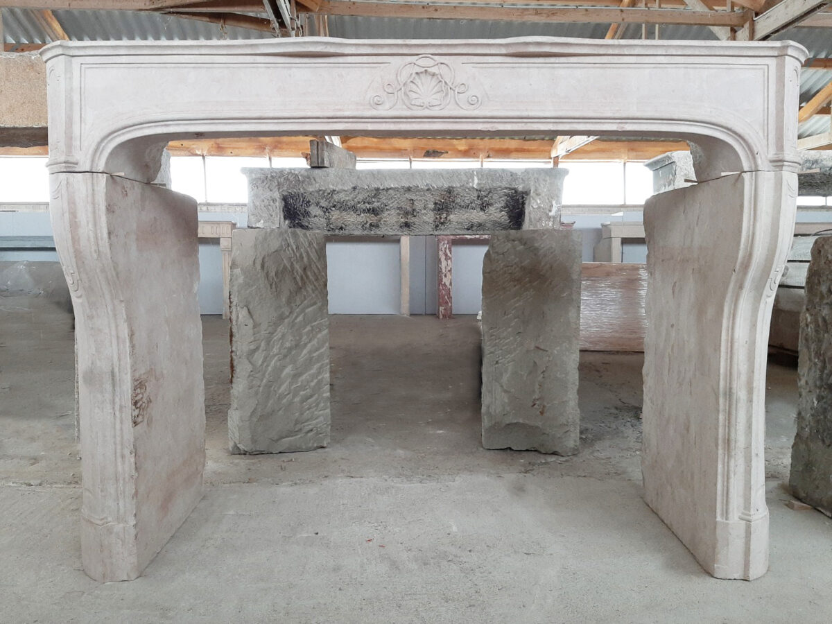 Antique light pink natural stone fireplace - Piet Jonker