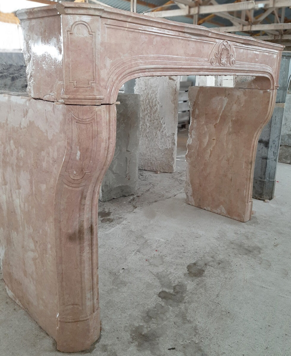 Antique light pink natural stone fireplace - Piet Jonker