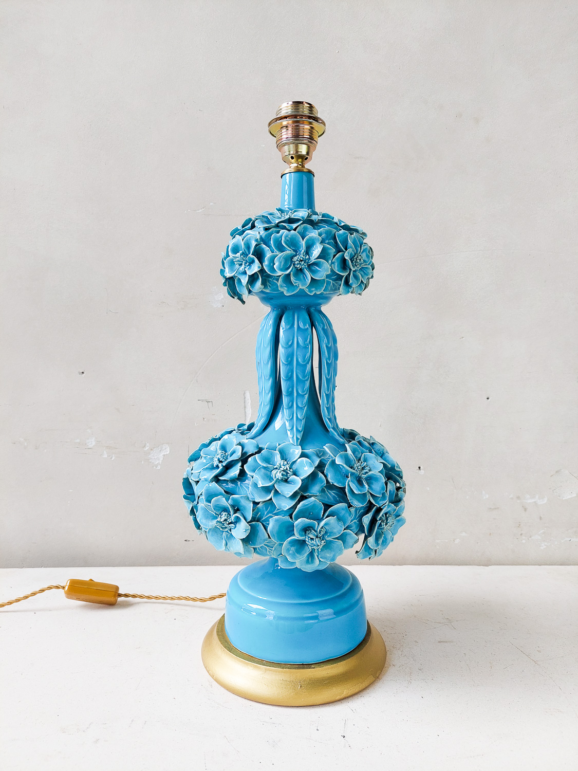 Mid-century blue ceramic table lamp by Manises - Piet Jonker