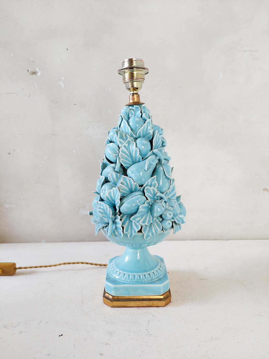 Mid-century blue ceramic table lamp by Manises - Piet Jonker