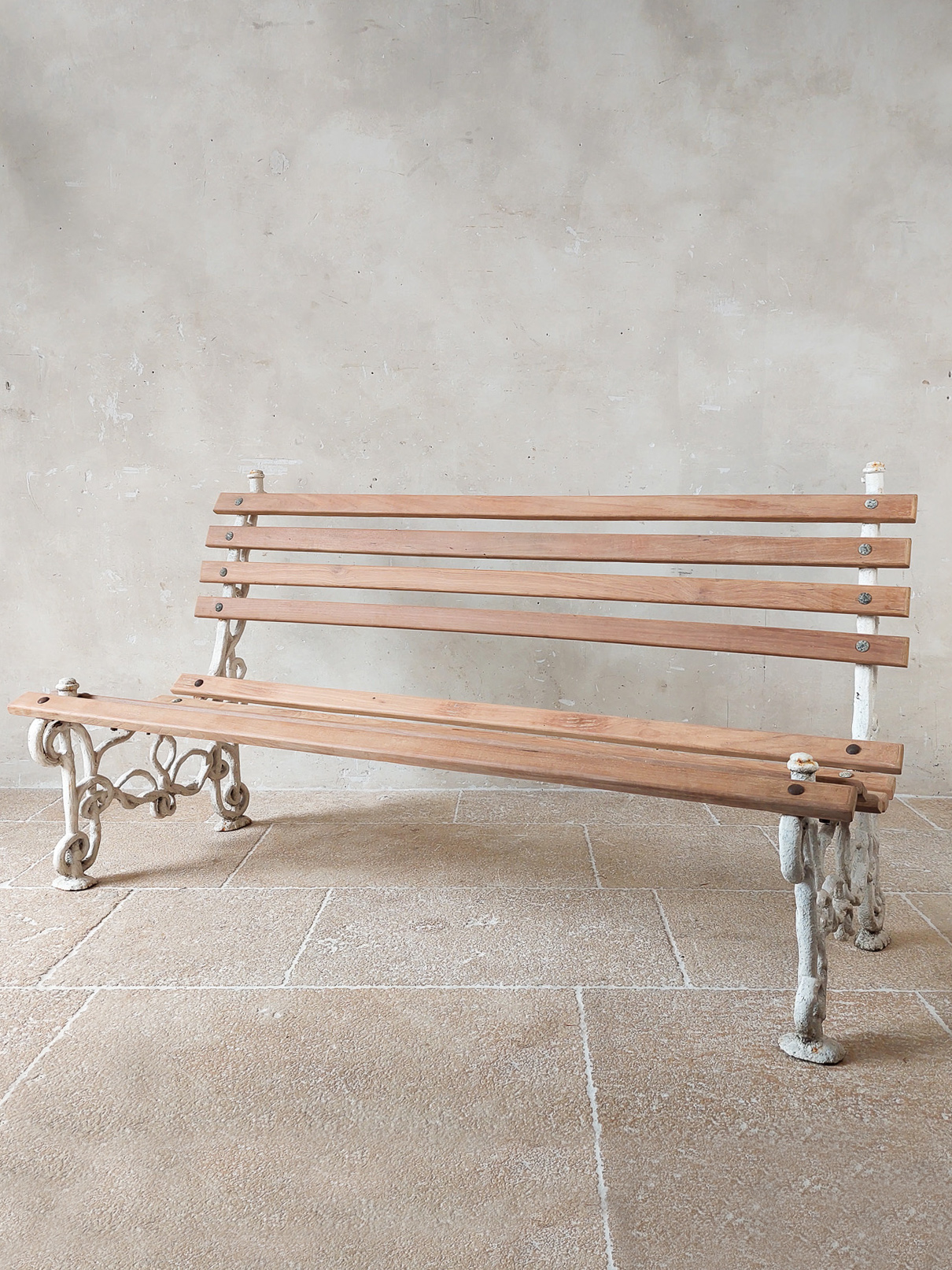 Antique cast iron and oak garden bench - Piet Jonker
