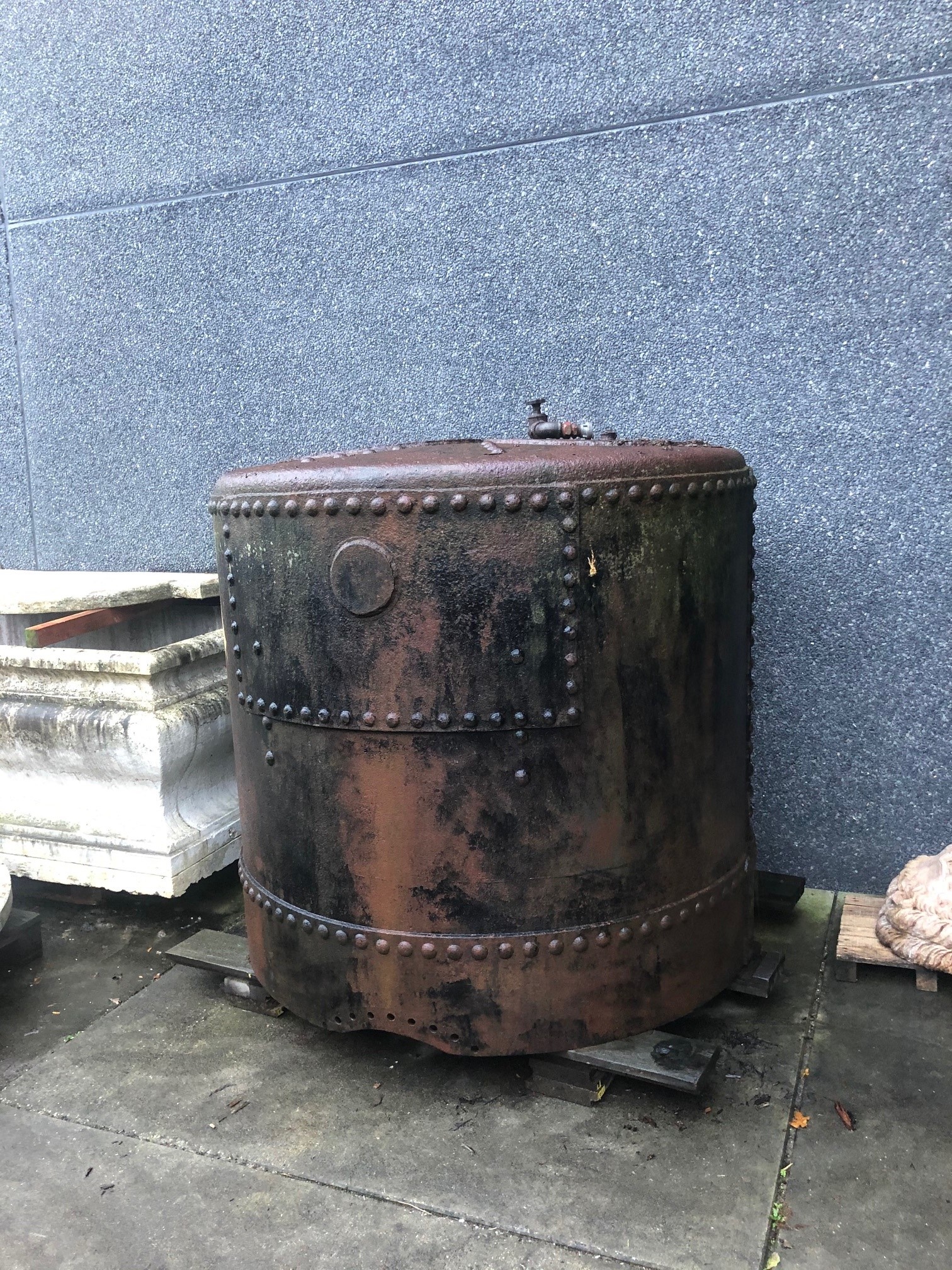 Antique steel water tank that can be converted into an industrial table ...