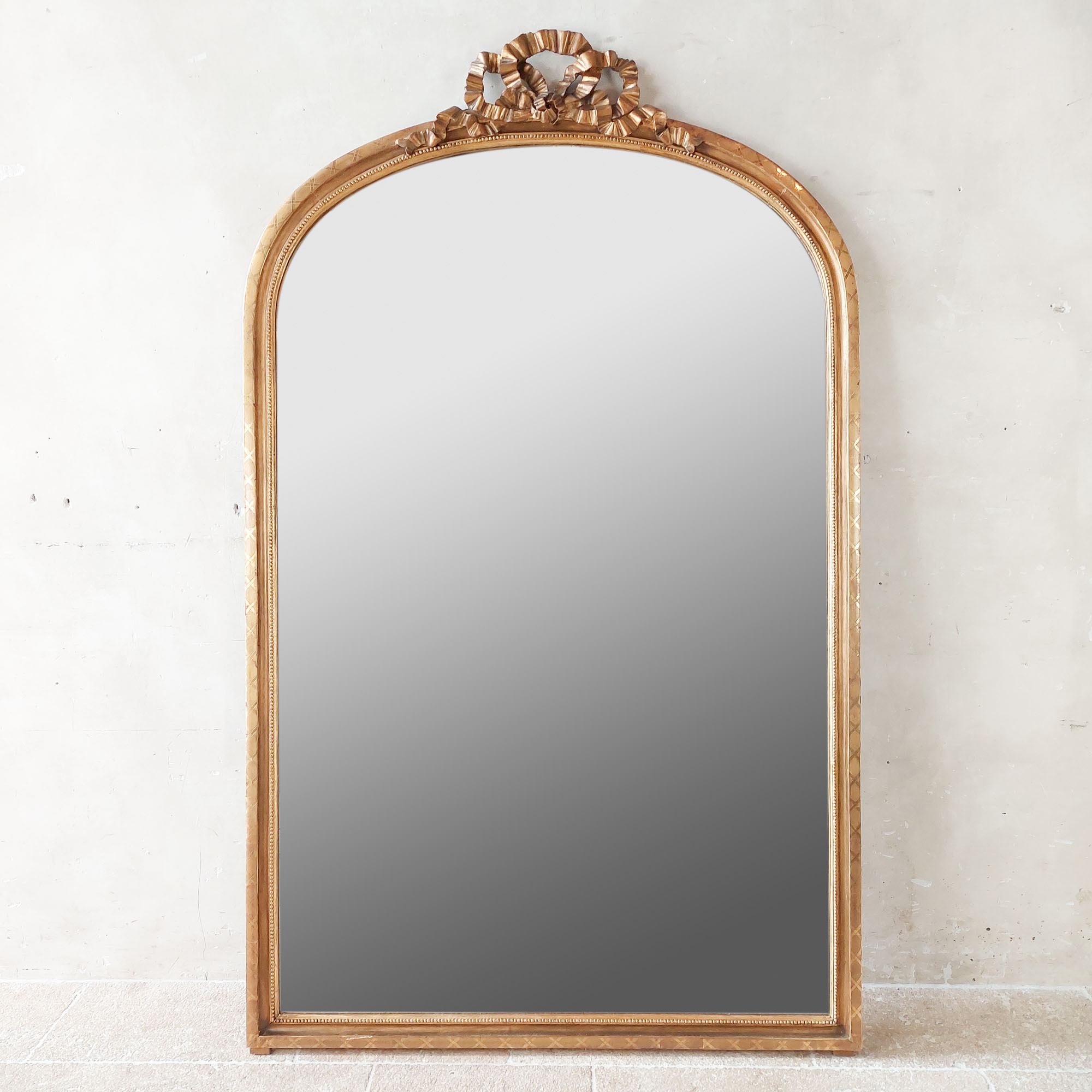 Large antique French gilded arch mirror - Piet Jonker