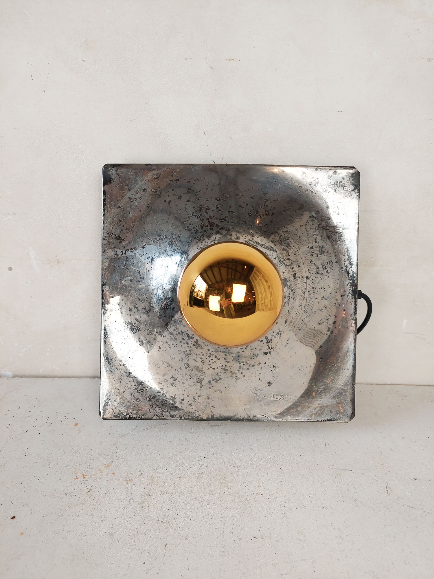 Silver-plated copper wall lamp with silver mark - Piet Jonker