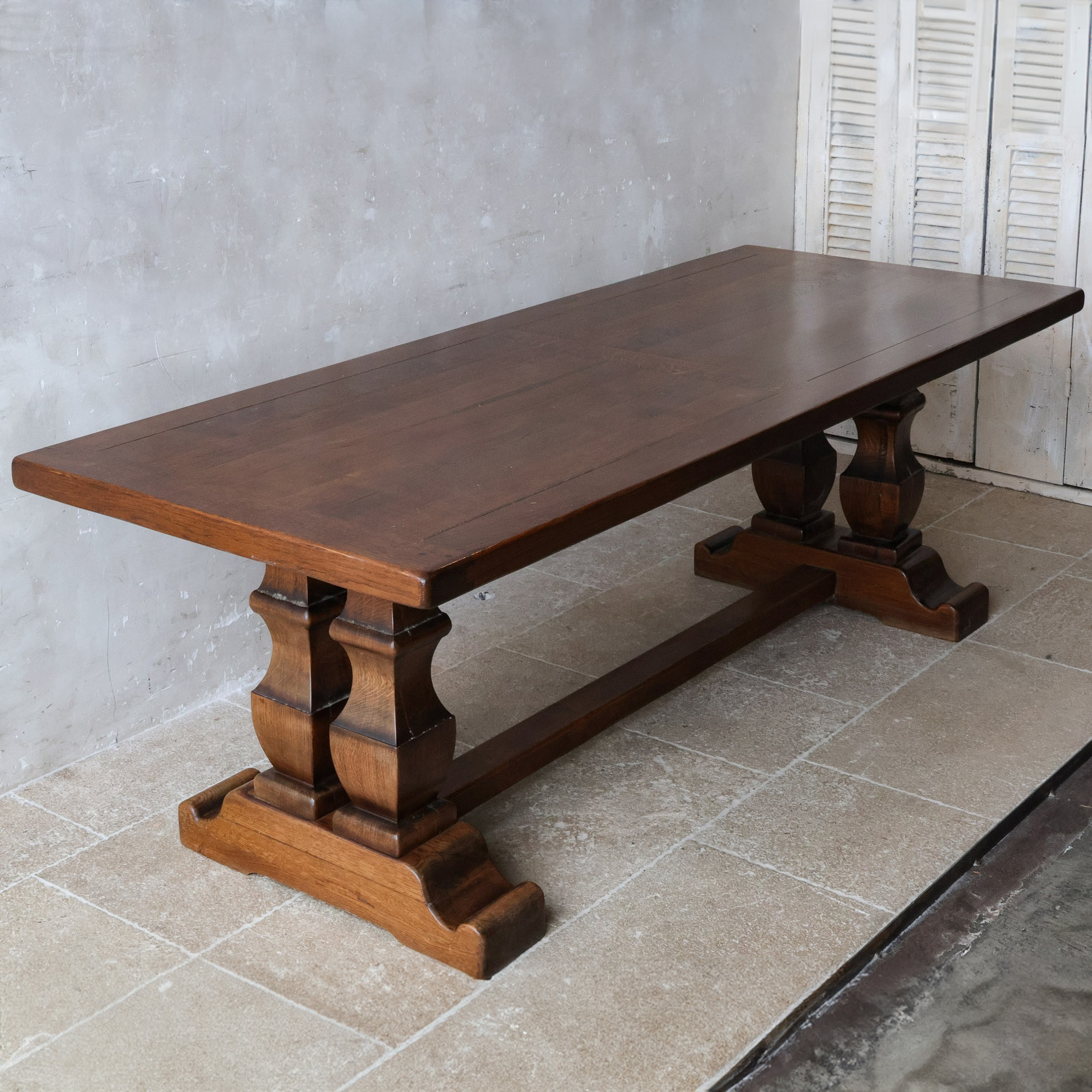 Vintage oak monastery table from the 1970s - Piet Jonker