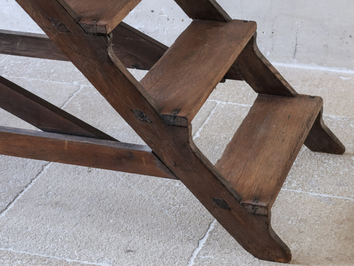 Antique wooden double step ladder with 5 steps - Piet Jonker