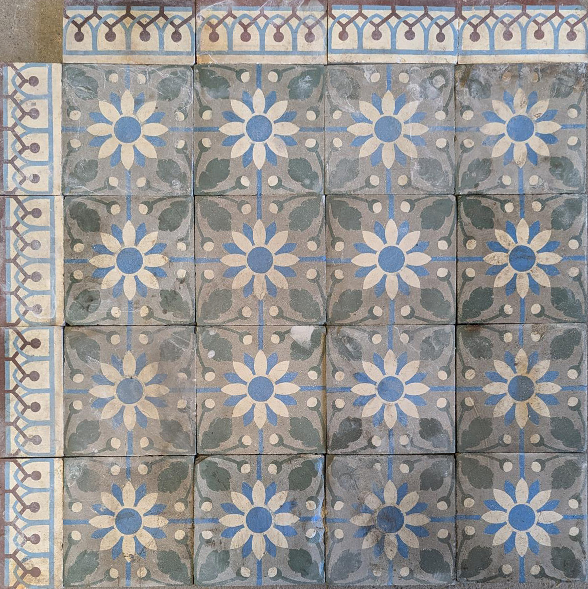 Antique cement tiles - patterned floor tiles 15 x 15 cm - Piet Jonker