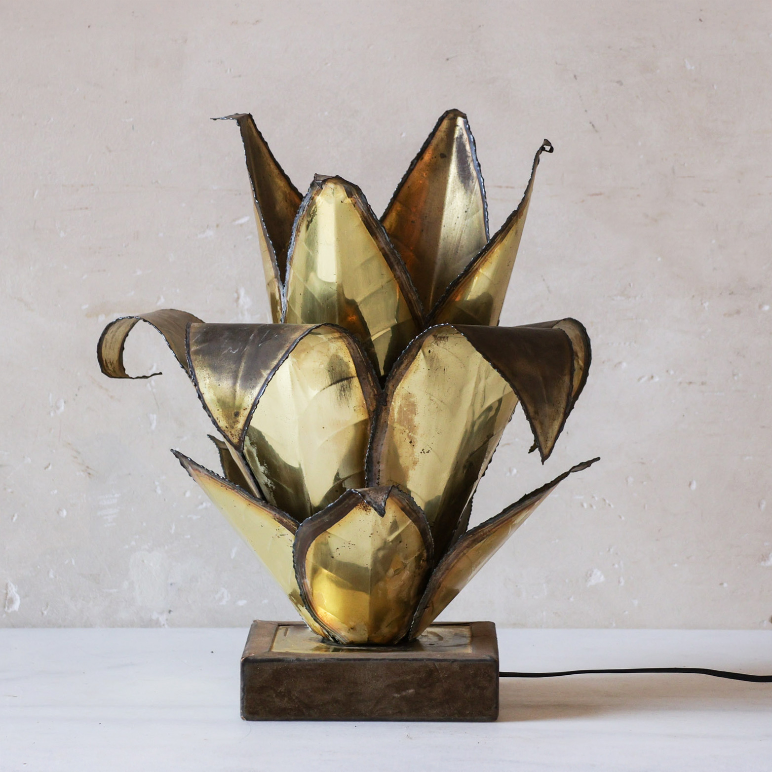 Vintage Maison Jansen brass table lamp in the shape of an Aloe Vera ...