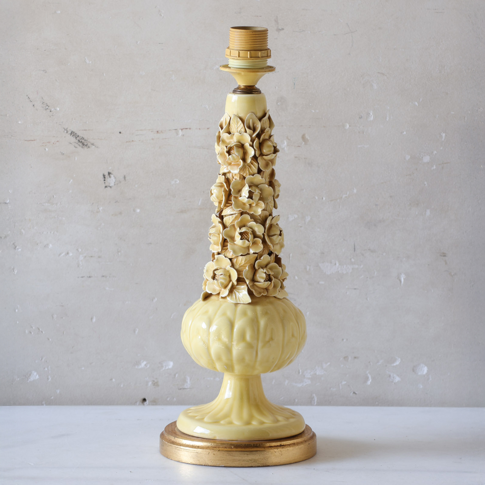 Vintage Manises yellow ceramic table lamp by Cerámica Bondia - Piet Jonker