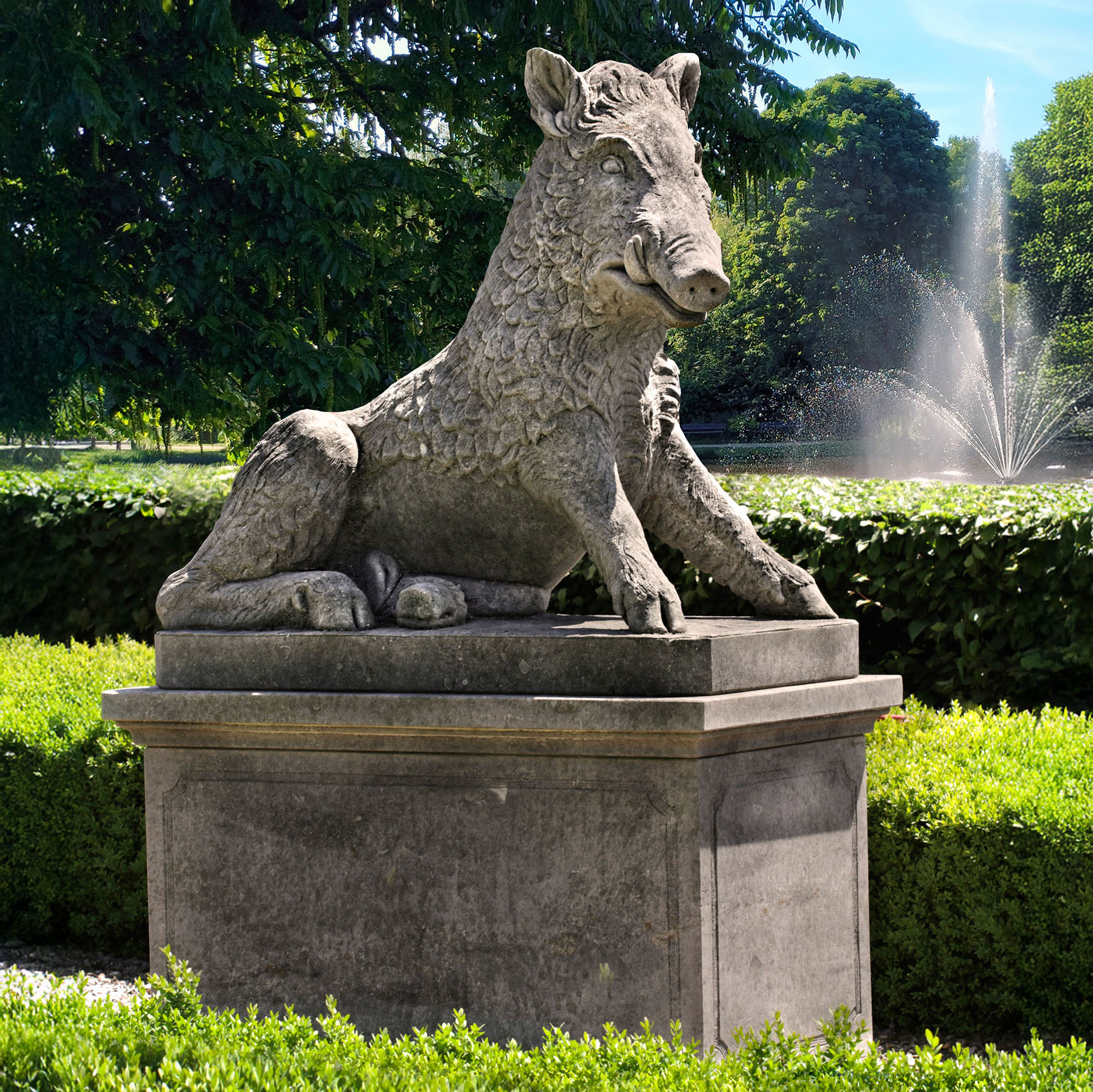 Sculpted limestone model of the Calydonian wild boar - Second half 20th ...