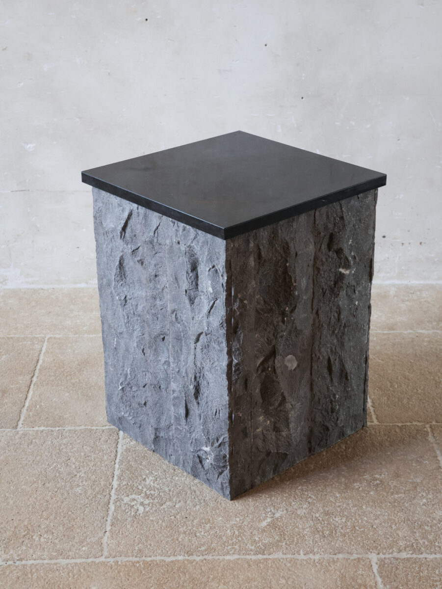 Robust side table clad in Belgian bluestone - Piet Jonker