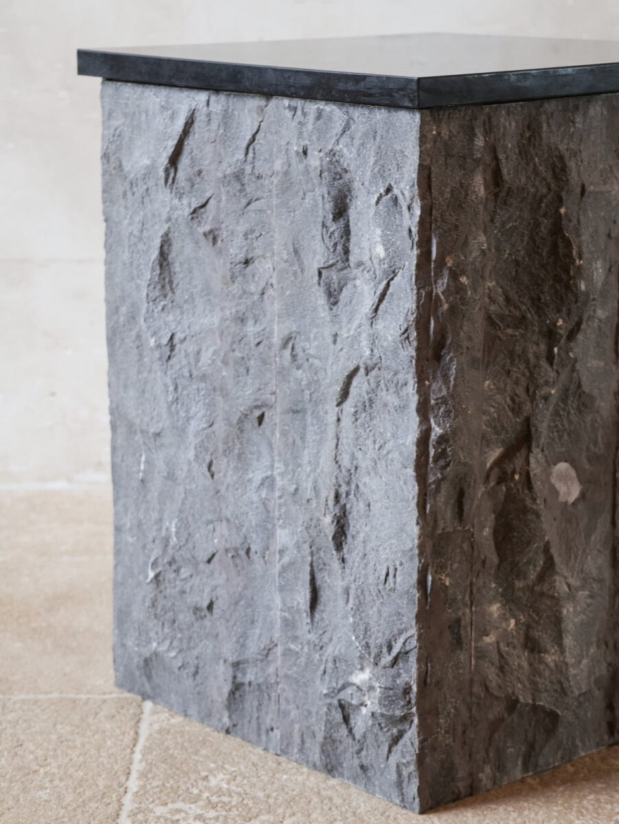 Robust side table clad in Belgian bluestone - Piet Jonker