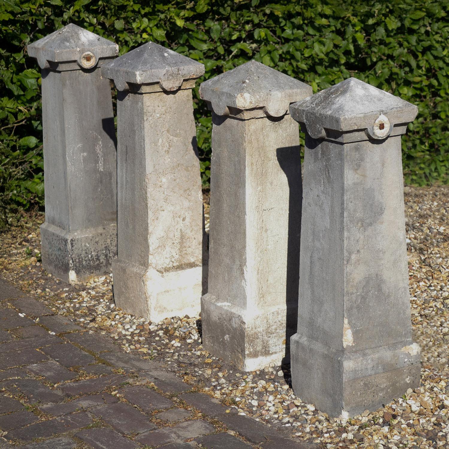 Four antique square stone plinths (per pair) - Piet Jonker