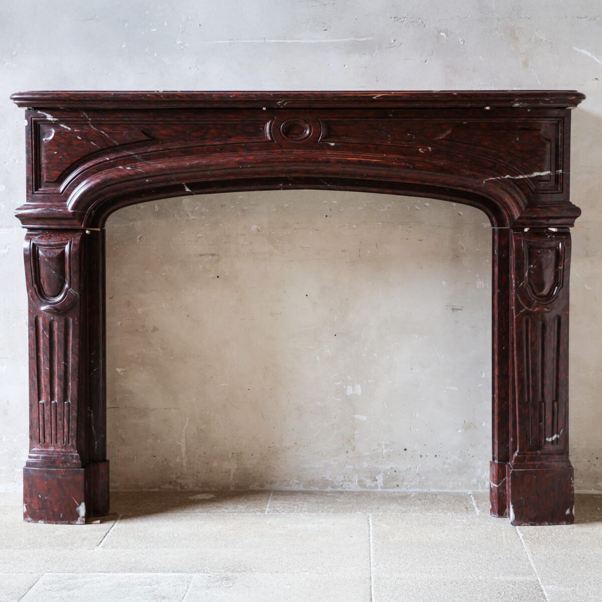 Deep red Rouge de Rance marble fireplace from the 19th Century - Piet ...
